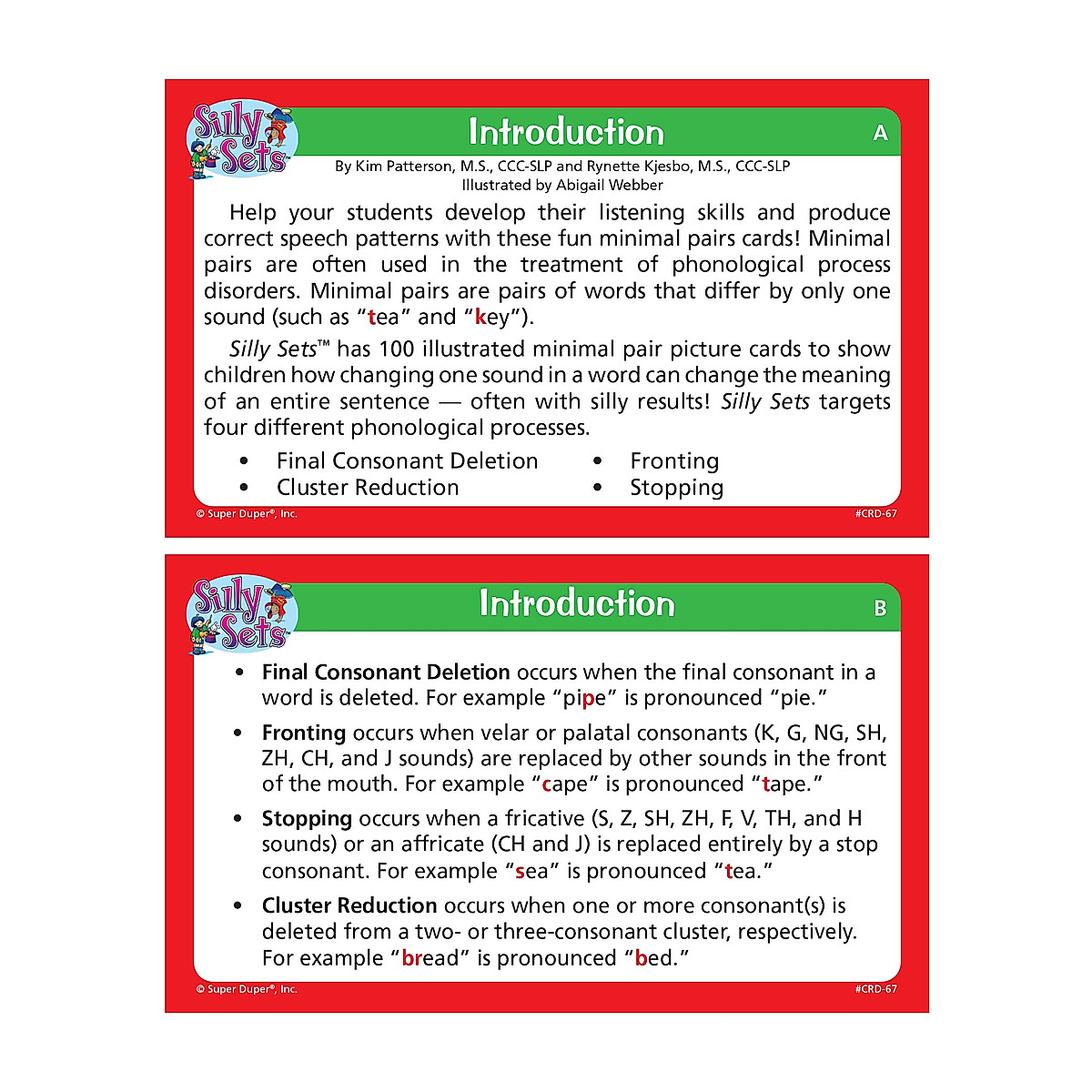 Super Duper Publications |Silly Sets Minimal Pairs for Maximum Progress Fun Deck | Listening Skills and Language Development Flash Cards | Educational Learning Materials for Children