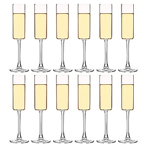 YANGNAY Cylinder Champagne Flutes, Champagne Flute Glass Set of 12, Clear Champagne glasses for Party, Home, Restaurant Use, 6 oz Capacity