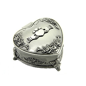 Claddagh Celtic Jewelry Box Heart-Shaped Pewter Made in Ireland