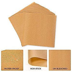 Hiware 200 Count Unbleached Parchment Paper Squares 6" x 6", Non-Stick Wax Paper Sheets for Separate Burgers, Cookies & Other Foods When Storing, Freezing