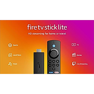 Like-New Fire TV Stick Lite, free and live TV, Alexa Voice Remote Lite, smart home controls, HD streaming