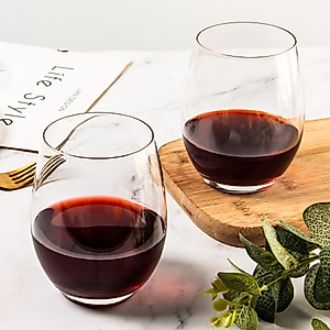 Stemless Wine Glasses, 15 oz Stemless Glasses Set of 12 for Red or White Wine, Stemless Glassware, No Stem Wine Glasses, Drinking Glasses, Clear