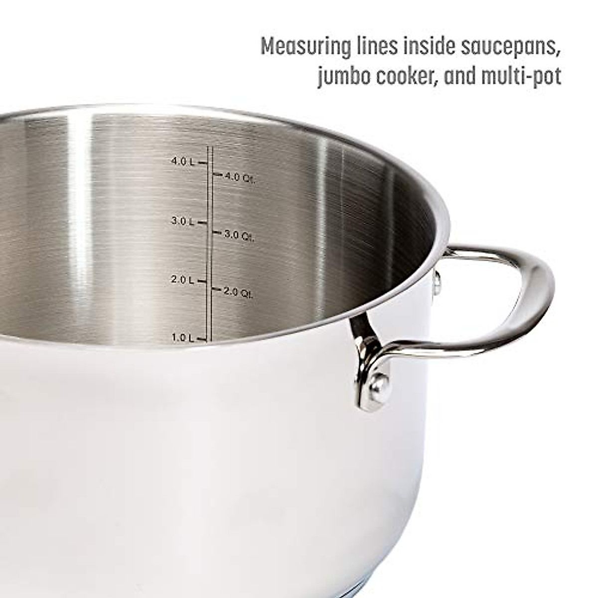 Goodful 12-Piece Classic Stainless Steel Cookware Set with Tri-Ply Base for Even Heating, Durable, Impact Bonded Pots and Pans, Dishwasher Safe Includes Non Stick Frying Pan, Chrome