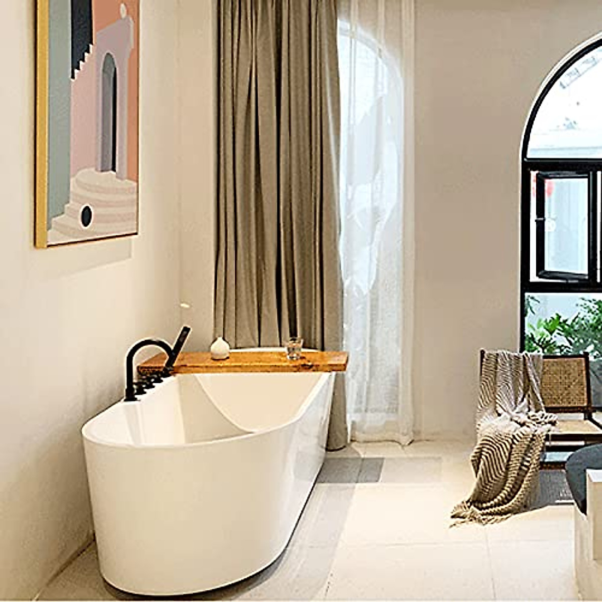 Bathtub Trays for Tub,Solid Wood Bath Tub Tray Table,Waterproof Bath Shelf Bath Tray for Bathtub,Thicken Wooden Bathtub Caddy Tray(35.4inch, Nature)