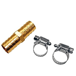 Fitvell 8 Pieces 1/2 Inch Garden Hose Repair Mender Brass Water Hose Repair Kit Fitting Conectors Splicer With 16 Pieces Stainless Clamp