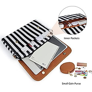 ECOSUSI Laptop Bag for 13-15 inch Notebook Compatible with MacBook Air/Pro M1 M2, Leather Slim Laptop Case Briefcase Computer Protective Sleeve