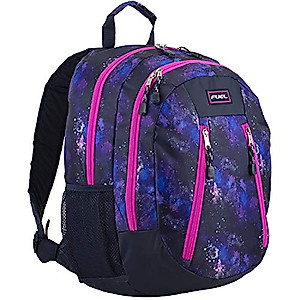 FUEL Active Backpack, Navy Blue/Pink Trim/Galaxy Print
