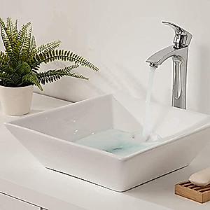 Square Vessel Sink - Sarlai 16'' x 16" Modern Square Above Counter White Porcelain Ceramic Bathroom Vessel Vanity Sink Art Basin