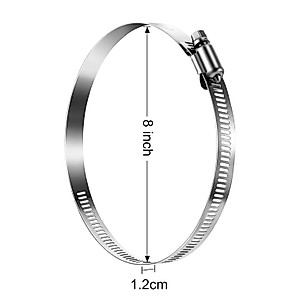 4 Pieces Adjustable 304 Stainless Steel Duct Clamps Hose Clamp (8 Inch)
