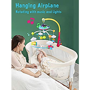 UNIH Baby Crib Mobile with Lights and Music, Moon and Stars Projection for Infants