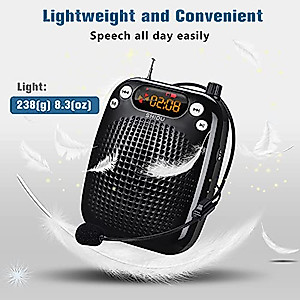 SHIDU Voice Amplifier with Portable Microphone Rechargeable Loudspeaker, Megaphone Speaker, Lightweight Microphone Classroom Must Haves Support TF Card FM for Teaching and Meeting