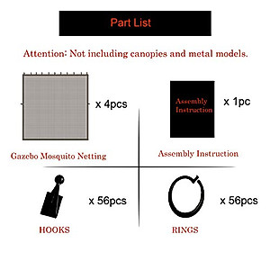 Gazebo Mosquito Netting Screen 4-Panels Universal Replacement for Patio, Outdoor Canopy, Garden and Backyard (12'x12', Beige)