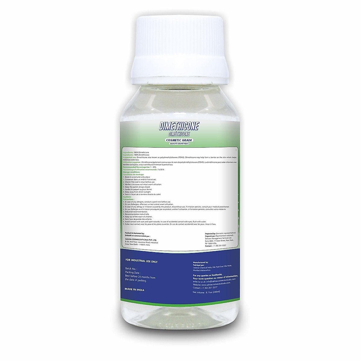 Myoc Pure Dimethicone (240ml) No Adulterants |used For Hair, Lips, Body And Skin Conditioning Products| Dimethicone Moisturizer| Cosmetic Grade