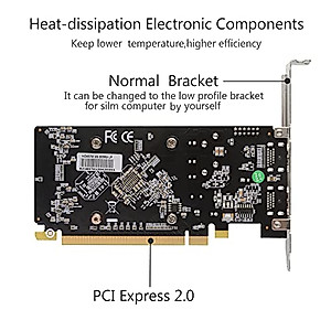 QTHREE Radeon HD 6570 Graphics Card,Dual HDMI,1GB,GDDR3,64-Bits,Low Profile Computer GPU,Desktop Video Card for PC Gaming,DirectX 11,PCI-Express 2.0 X16