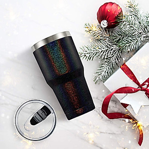 ALOUFEA 30oz Stainless Steel Tumbler, Insulated Coffee Tumbler Cup with Lid and Straw, Double Walled Travel Coffee Mug for Hot & Cold Drinks (Glitter Black, 1 Pack)