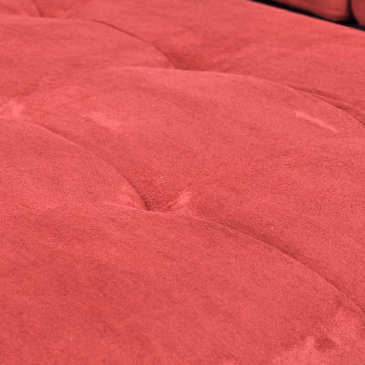 HOMVET Red Flannel and PVC Sectional Sofa Furniture Set, L-Shape Couch with Right Chaise, Storage Ottoman, and 2 Toss Pillows,for Living Room/Apartment/Office