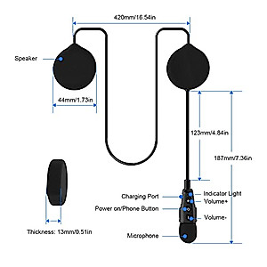 EJEAS E1+ Motorcycle Helmet Bluetooth 5.1 Headset, Hands-Free Motorcycle Bluetooth Communication System Headset with CVC Noise Reduction Function/3D Sound Effect/Automatic Answering