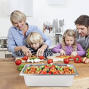 VOISEN 2 Pack Hotel Pans,1/1 Size 2.5" Deep,Anti-Jamming Steam Pan,Commercial Stainless Steel Pan, Steam Table Pan, Catering Food Pan