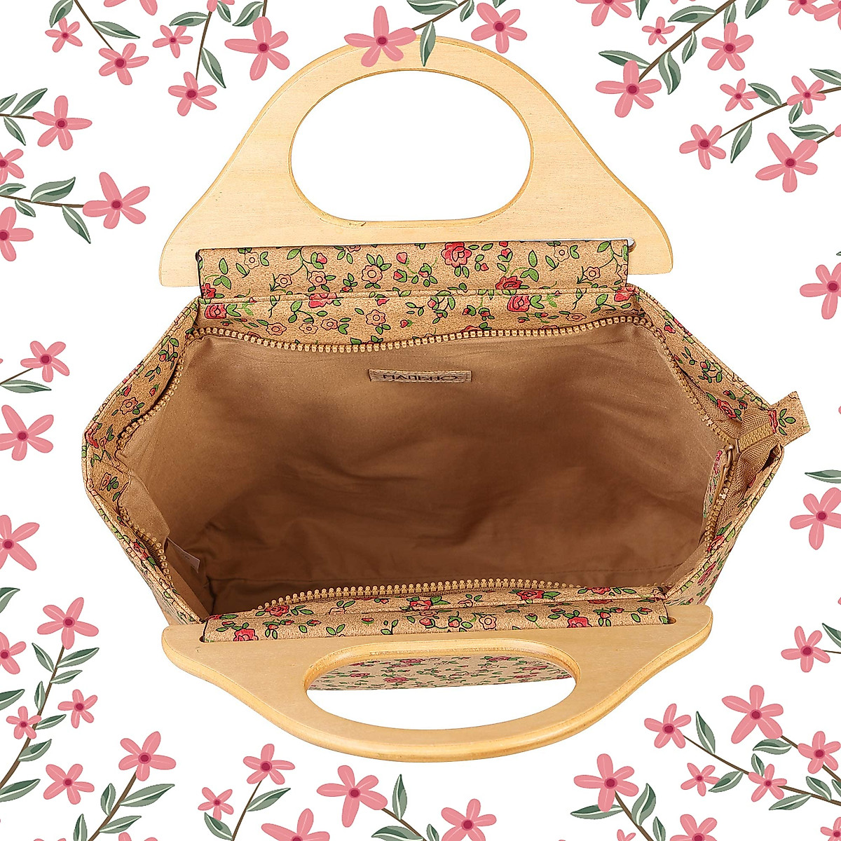 MANISHO Cork Totes Handbag for Women Ladies Pretty Vegan Tote Eco-friendly Handle Bag Roomy Clutch Flower Beauty of Nature