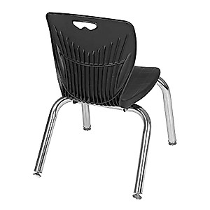 Romig Kee 30 in. Square Adjustable Classroom Table- White & 4 Andy 12 in. Stack Chairs- Black & Grey Base