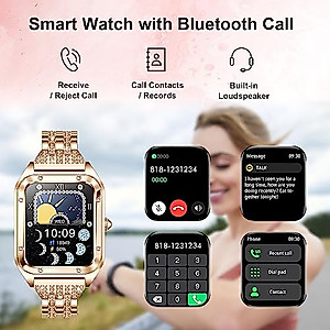 HMZSWDP Smart Watch for Women, 1.59'' Touch Screen Smartwatch, Answer/Make Call, Blood Pressure SpO2 Heart Rate/Sleep Monitor, Fitness Tracker Pedometer 21 Sport Modes for iOS & Android Phones