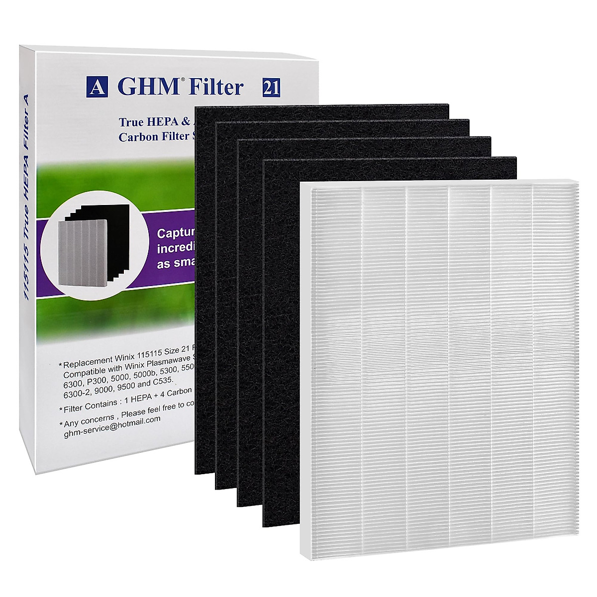 Compatible Winix 115115 Hepa Filters, Replacement Winix Filter A Compatible Winix PlasmaWave C535, 5300-2, P300, 5300, Size 21