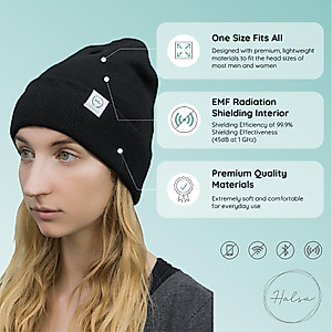 HALSA EMF Protection Hat, Faraday Beanie. EMF RF Shielding Silver Fabric. High Shielding Efficiency 99.99%. Reduce 5G, 4G, Cellular, WiFi, Bluetooth, Smart Meter RF Exposure.