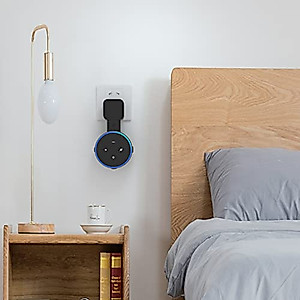 Wall Mount Stand,Outlet Wall Mount Holder for Echo Dot 3rd Generation Smart Home Speakers Space-Saving Hanger Plug Wall Mount for Alexa Built-in Cable Management Hide Messy Wires(1 Pack Black)