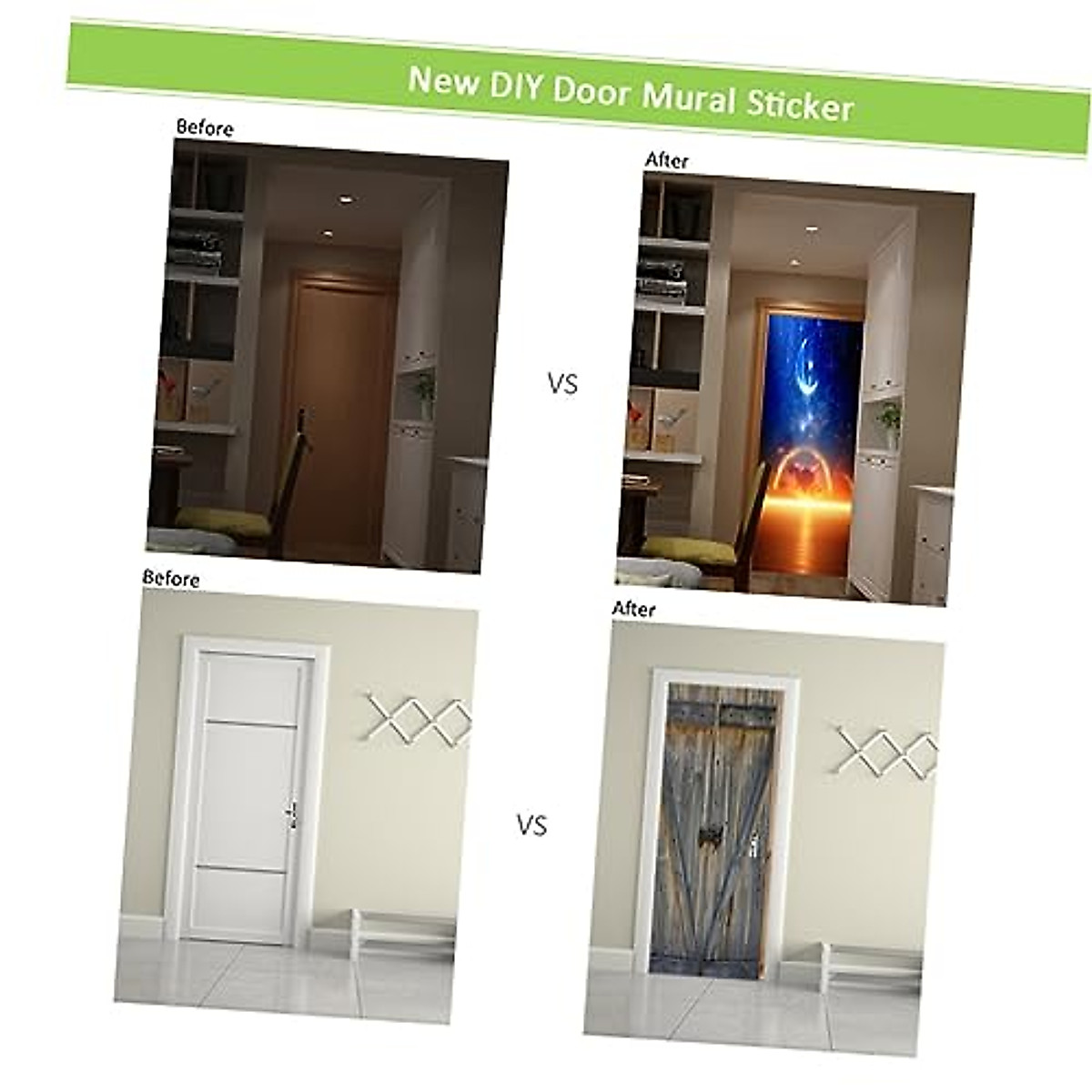 DOITOOL Waterproof Stickers Stickers 3D Stickers Wallpaper Mural Stickers 3D Wall Stickers Door Mural Door Wallpaper 3D Door Sticker Digital Door Decals
