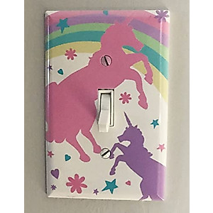 Girls Light Switch Cover Plate Kids Decorative Nursery Teen Toddler Room Decor Bedroom Bathroom Playroom (Pastel Unicorn)