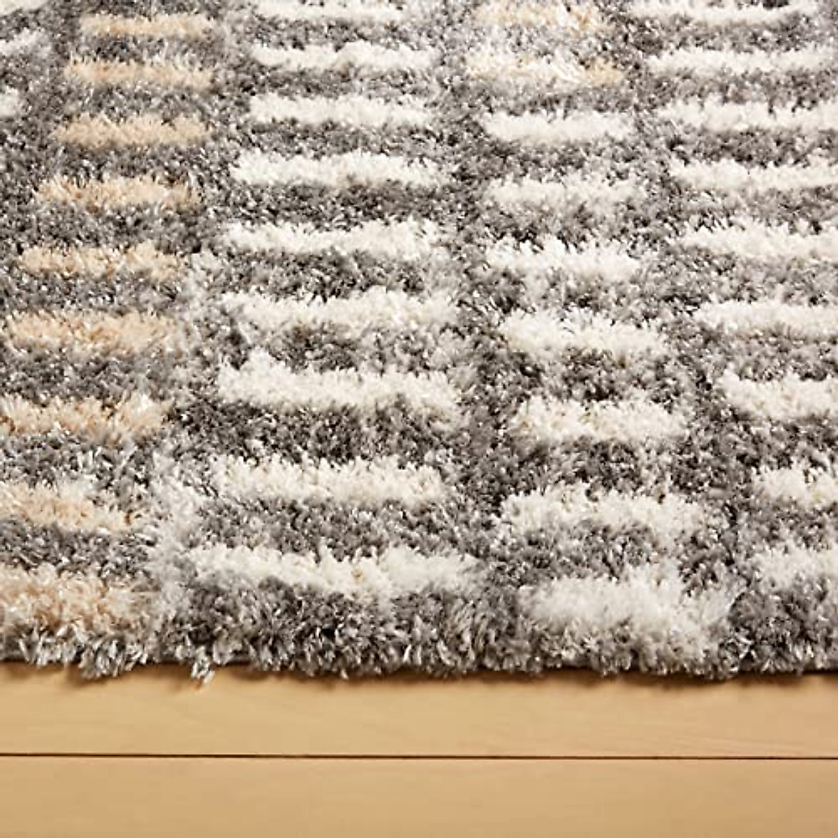 Home Dynamix The Spruce Marcella Louise Geometric Stripe Shag Area Rug, Gray/Ivory, 7'10"x10'5" Rectangle