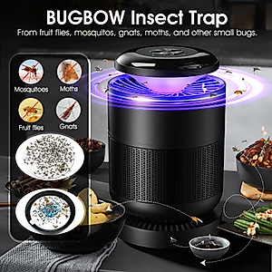 Fly Trap Indoor, Bug Light Trap Indoor, Remote Control Fruit Fly Trap, Gnat Trap, Mosquito Trap, Catch Insect Indoor with Light Suction Sticky Glue, Adjustable Brightness and Fans (Black&Dark Blue)