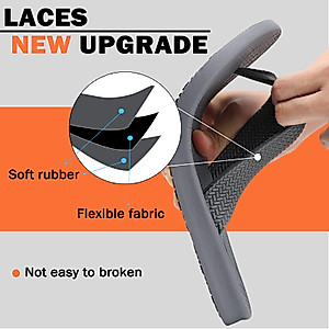 KuaiLu Mens Flip Flops Arch Support Comfortable Cushion Memory Foam Recovery Walking Waterproof Leather Thong Sandals Orthotic Plantar Fasciitis Summer Casual Beach Pool Slip on Slippers Grey Size 11