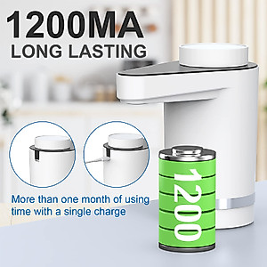 Water Dispenser Pump for 5 Gallon Bottle, Portable Water Bottle Pump with USB Charging, Electric Automatic for 2-5 Gallon Jugs, for Home Camping -White