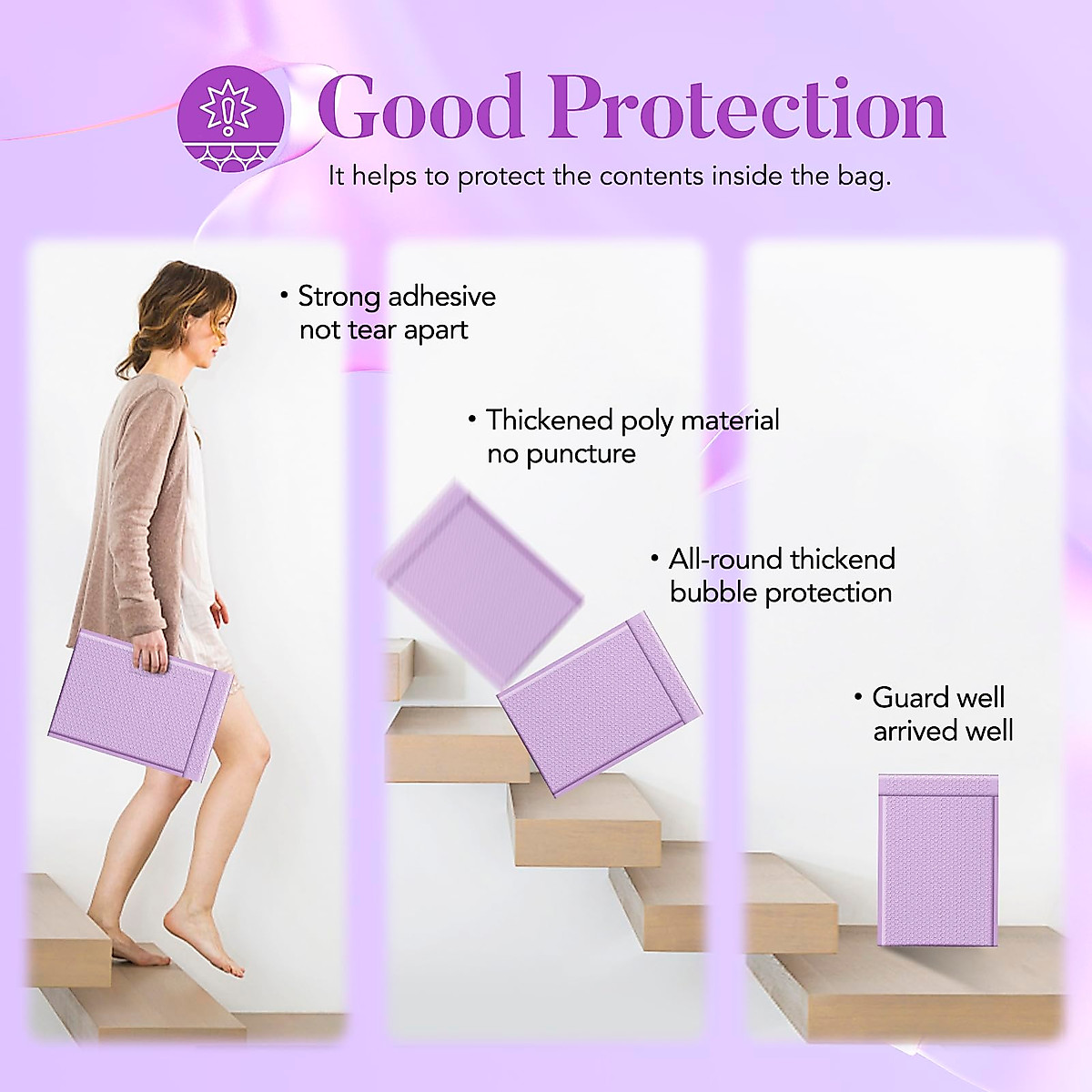 Fuxury Large Bubble Mailers 10.5x16" 40 Pack Self Seal Padded Envelopes Waterproof Mailing Envelopes Bubble Padded Cushioning Padded Mailers for Packaging, Small Business #5 Lavender