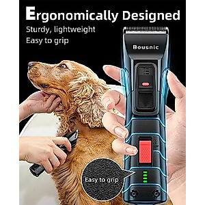 Bousnic Pet Dog Clippers for Grooming - Quiet Cordless Dog Grooming Kit for Hair Cutting, 2-Speed Dog Hair Trimmer, 8-Length Professional Dog Shaver for Puppy Small Medium Large Dogs Cats Pets