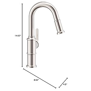 Gerber Kinzie Single Handle Pull Down Sprayer Prep Faucet in Stainless Steel, D150537SS
