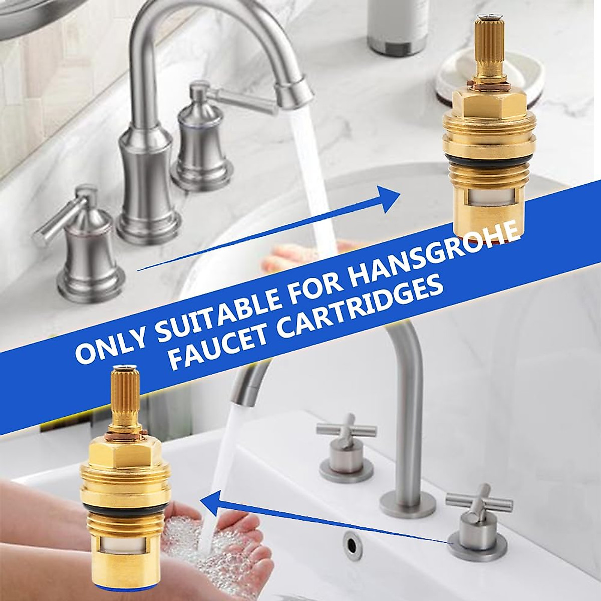 Faucet Cartridge Replacement for Hansgrohe 94008000 94009000, Replacement Faucet Cartridge Compatible with Hansgrohe Faucet, Cold Hot kitchen Faucet Cartridge