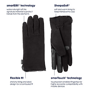 isotoner Women's Stretch Fleece Touchscreen Texting Cold Weather Gloves with Warm, Soft Lining, smartDRI Black, One Size