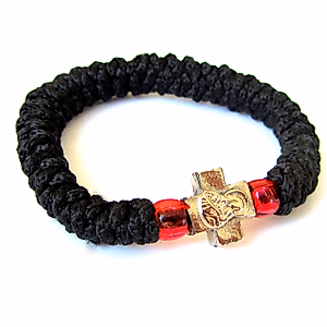 Iconsgr Handmade Christian Orthodox Greek Chotki, Komboskoini,prayer Rope Black Flexible / 2