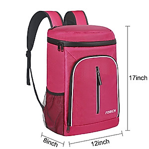FORICH Soft Cooler Backpack, 30L Capacity, Rose Red, Polyester, Suitable for Outdoor Activities