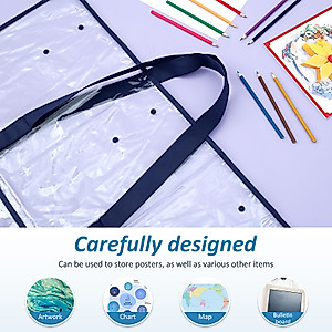 3 Pcs Large Poster Storage Bag 31.5'' x 25.5'' Bulletin Board Holder Art Portfolio Case PVC Art Portfolio Container Bulletin Board Storage Box with Pocket for Teachers Artist Classroom Organization