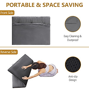 Futon Mattress Japanese Floor Mattress Full Size, Floor Bed Springy & Thick 4 '' Foam, Straps Roll Up Portable & Foldable Tatami Mat