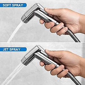 SAMODRA Bidet Faucets, Handheld Bidet Sprayer for Toilet with Switching Between Two Rinsing Modes and Adjustable Water Pressure Easy to Install and Use (Chrome Silver)