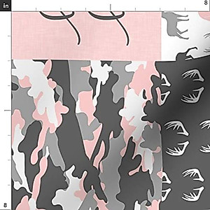 Spoonflower Fabric - You Loved Little Lady Pink Grey Camo Woodland Patchwork Girl Printed on Petal Signature Cotton Fabric by The Yard - Sewing Quilting Apparel Crafts Decor