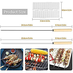 10 Pieces Stainless Steel skewers, BBQ skewers, Meat skewers, Stainless Steel skewers, Reusable BBQ skewers, Kebabs - 35cm