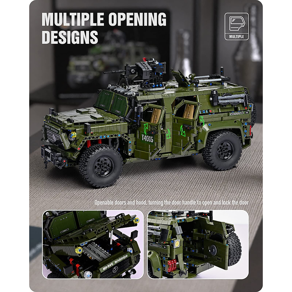 Nifeliz Warrior Military Car Building Kit, Collectible Building Army Model Truck, Military Toys for Men and Adults (3,175 Pieces)