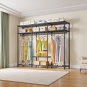 VIPEK V30 Garment Rack, Heavy Duty Clothes Rack with 7 Adjustable Shelves & 2 Hang Rods, Portable Closet System, Metal Closet Rack, Freestanding Wardrobe Closet for Hanging Clothes, Max Load 870lbs