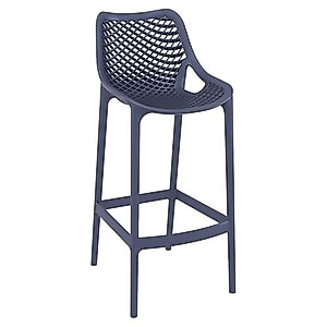 Home Square Patio Bar Stool in Dark Gray Finish - Set of 2