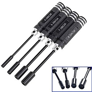 ShareGoo 4PCS Hex Nut Key Socket,RC Repair Tools 4.0 5.5 7.0 8.0mm Spanner Box,Flat Head Screwdrivers Screw Drivers Wrench for RC Hobby Car Truck Truggy Boat Airplane